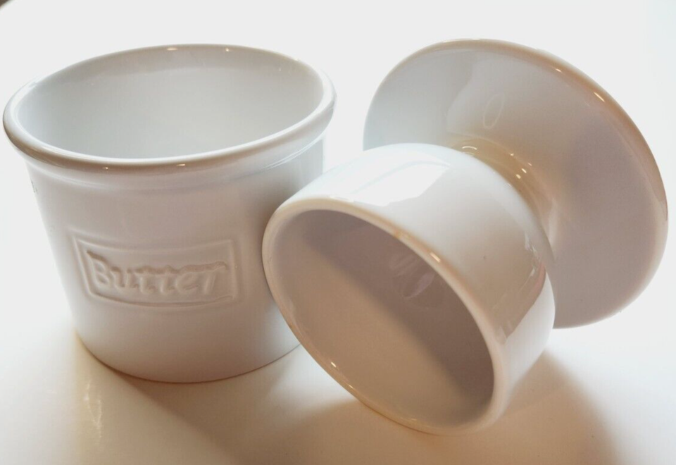 White Ceramic French Butter Bell Keeper Crock "Butter" & "Buerre ...