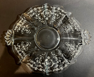 ELEGANT FOSTORIA BAROQUE SHAPE NAVARRE PATTERN 10-1/2" ROUND CAKE PLATE ...