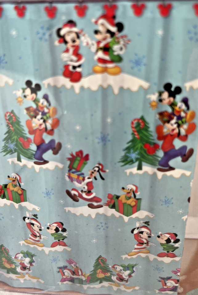 NIB Disney Mickey Mouse Pluto Happy Holidays Christmas Shower Curtain w/ hooks | eBay