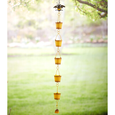 Bumble Bee Rain Chain Hanging Buckets Porch Outdoor Decor Downspout ...
