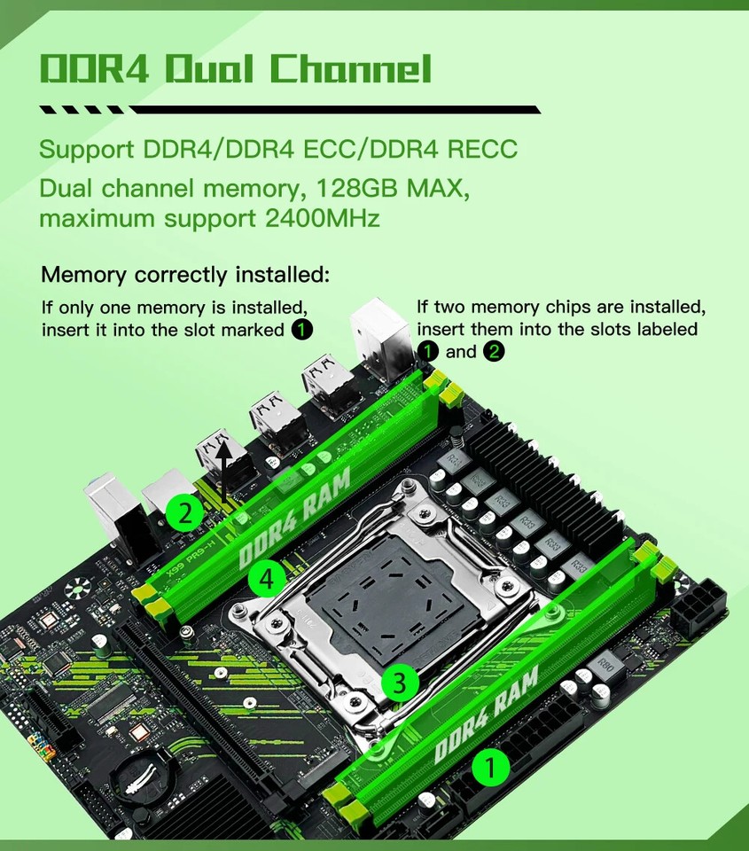 For PR9-H X99 Motherboard Set Kit LGA2011-3 CPU DDR4 16GB ECC Memory ...