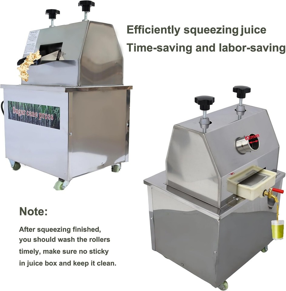 110V Electric Sugar Cane Ginger Juice Extractor Press Machine Stainless ...