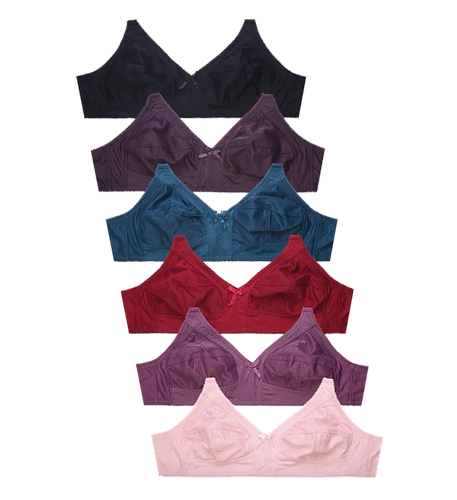 Lot 6 pc Mama bra No Wire Full Cup Plain Wire Free No Padding Bra B/C ...