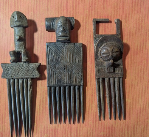3 Vintage African Figural Hair Comb Chokwe/ DR Congo | eBay