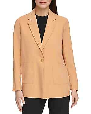 DKNY Womens One-Button Notched-Col Saddle Tan XL | eBay
