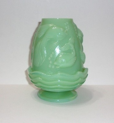 Fenton Glass Jadeite Jade Green Atlantis Fish Fairy Light by Mosser ...
