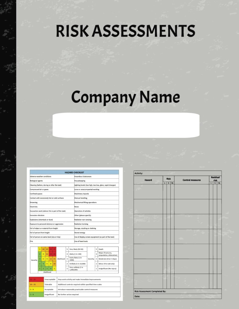 Risk Assessment Record Book: 72 Page Risk Assessment Logbook for ...