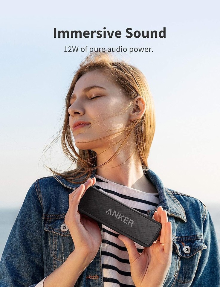 Anker Soundcore 2 Bluetooth Speaker with IPX7 Waterproof, 24 Hour Playtime | eBay