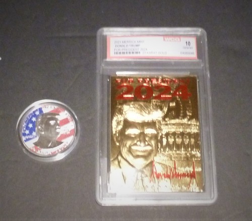 DONALD TRUMP 2024 45TH PRESIDENT 23 KT WCG 10 GOLD CARD & LIBERTY TRUMP ...