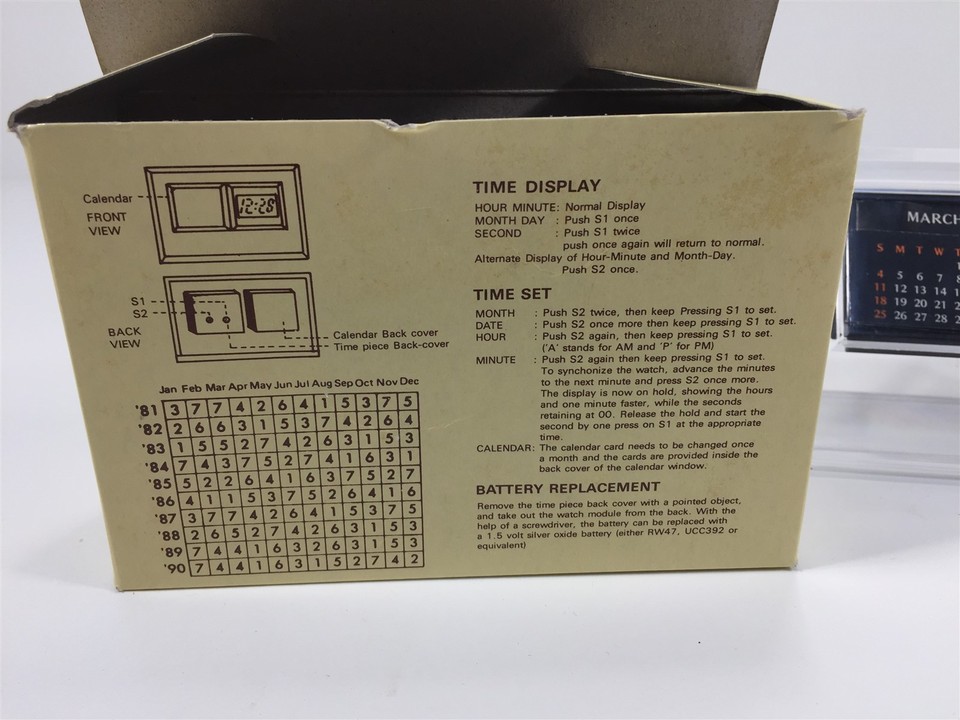 Vintage Digital Quartz Desk Clock Changeable Calendar w/Box Hong Kong ...