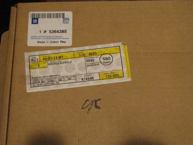 Saab Door Glass Seal - Front Driver Side 5364385 for sale online | eBay