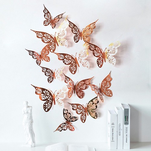 12pcs 3D Papillon Design Autocollant Art Mural Stickers Pièce ...