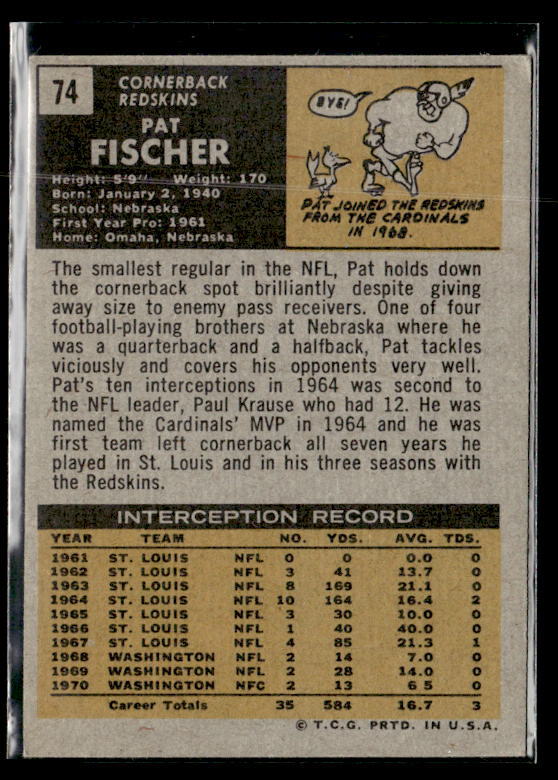 1971 Topps #74 Pat Fischer VG | eBay
