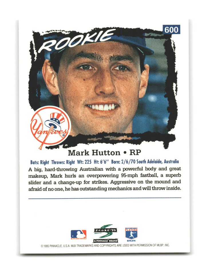 1995 Score #600 Mark Hutton New York Yankees | eBay