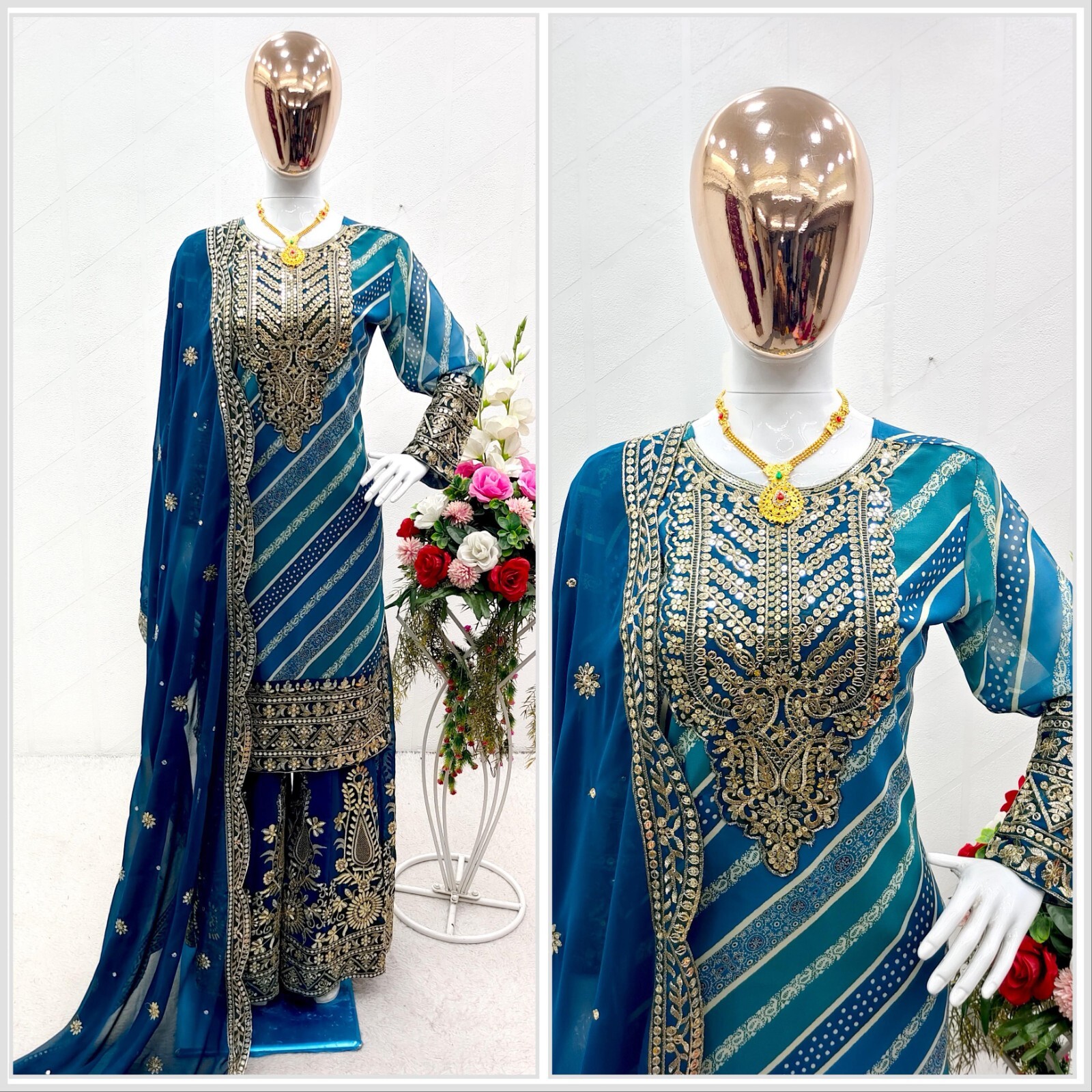 Designer Leheriya Sharara Suit Eid Festival Wear Stylish Partywear ...