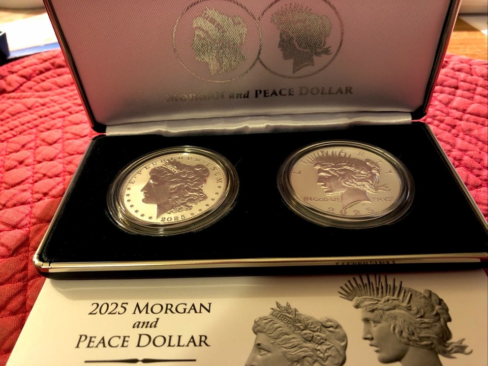 Morgan & Peace Dollar 2025 Reverse Proof Set + 2020 Silver Silver Proof ...