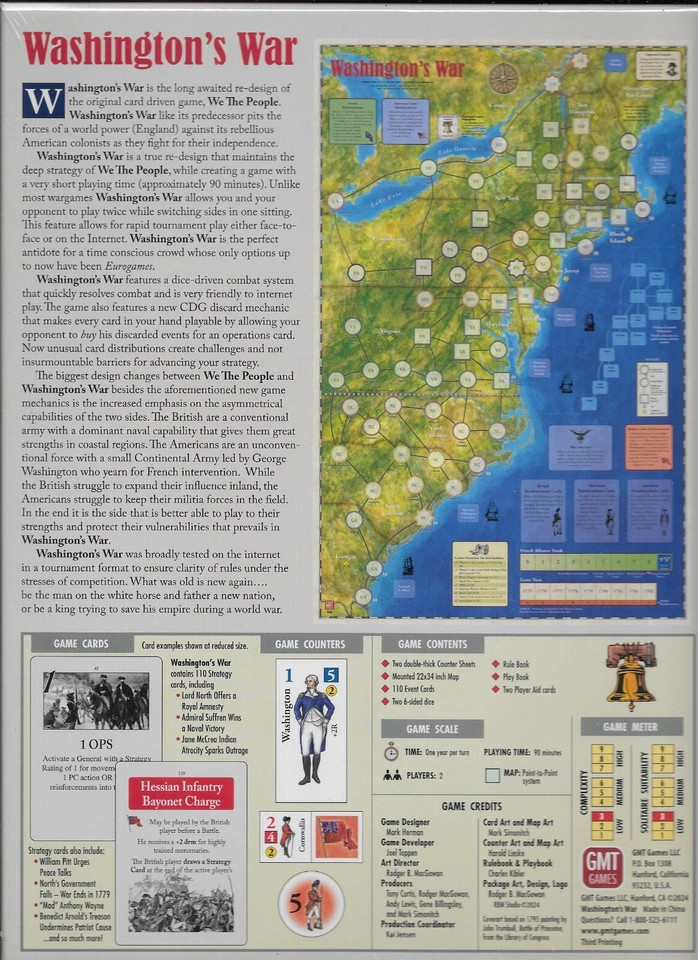 NEW GMT GAMES - WASHINGTON'S WAR 3rd printing The American Revolution ...