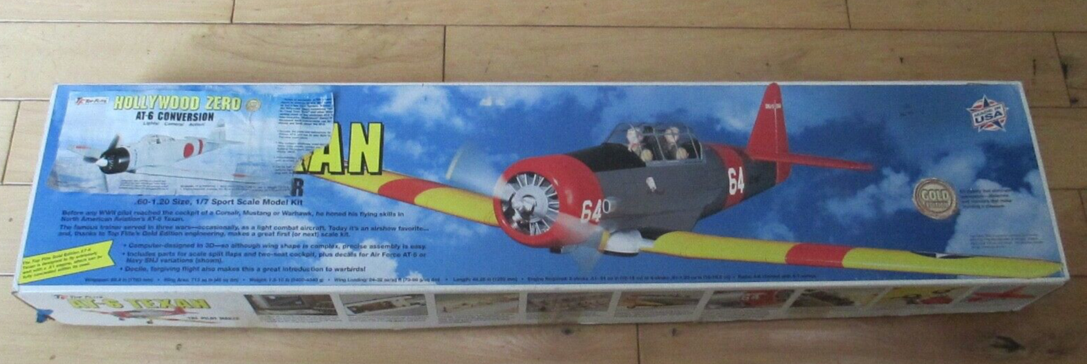 TOP FLITE AT-6 TEXAN + HOLLYWOOD ZERO CONVERSION MODEL RC AIRPLANE GOLD ...