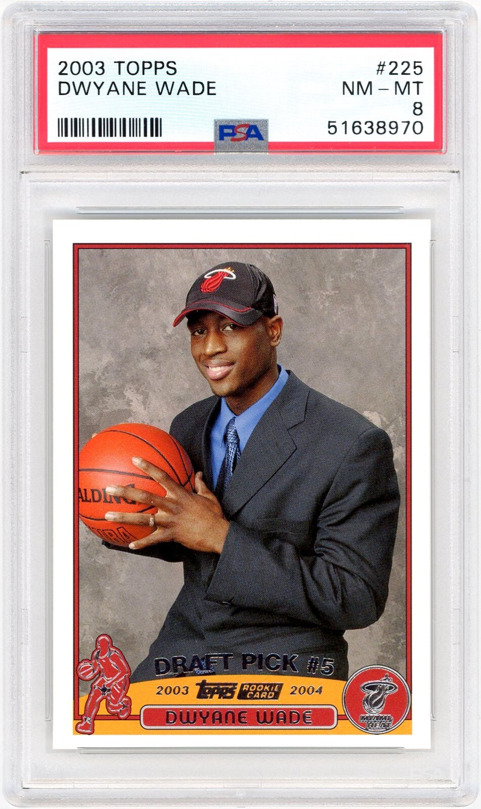 2003-04 Topps #225 Dwyane Wade RC - Rookie (HOF 2023) / NM-MT PSA 8 * ...