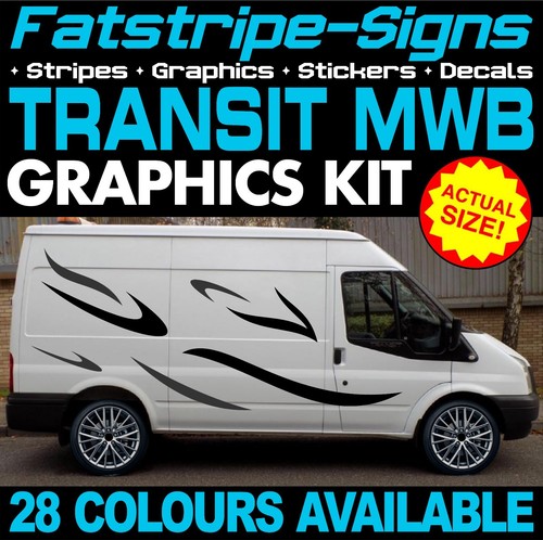 to fit FORD TRANSIT MWB GRAPHICS STICKERS STRIPES DECALS MK6 MK7 ...