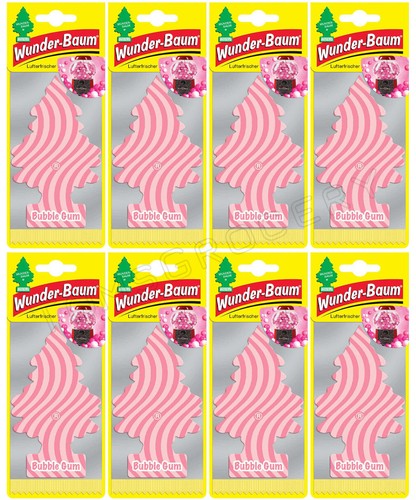 8 x WUNDER BAUM BUBBLE GUM Car Scents Hanging Little Trees Air ...