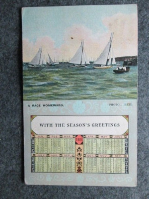 Antique A Race Homeward Sailboat Postcard 1906 Calendar | eBay