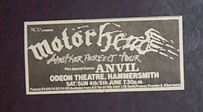 Motorhead Another Perfect Day Tour w/ Anvil 1983 Mini Poster Type ...
