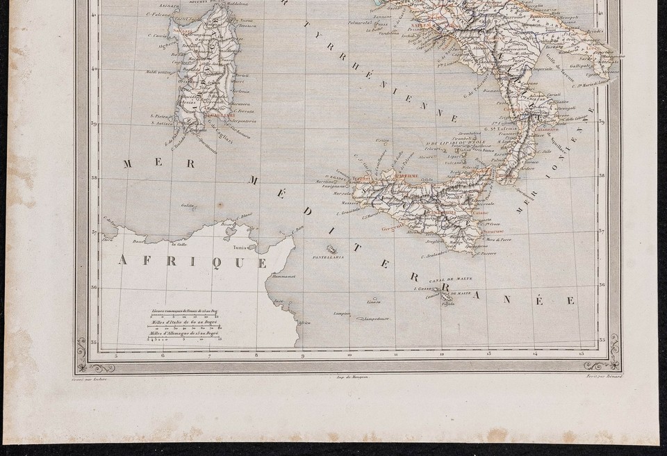 1840 - Map of Italy - Duvotenay - Antique Engraving | eBay UK