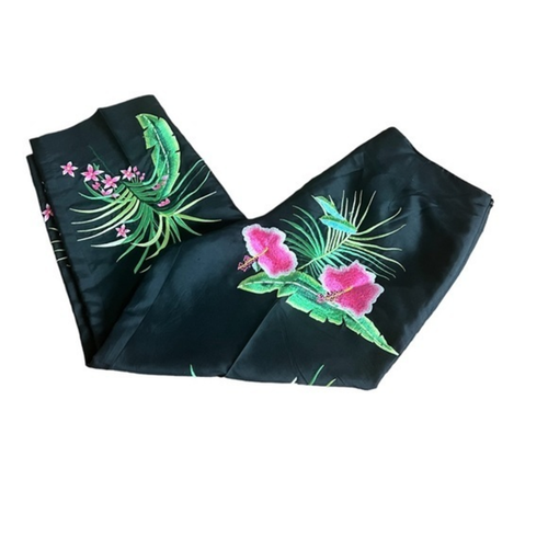 CJ Laing Black Pink Floral‎ Silk Pants 12 | eBay
