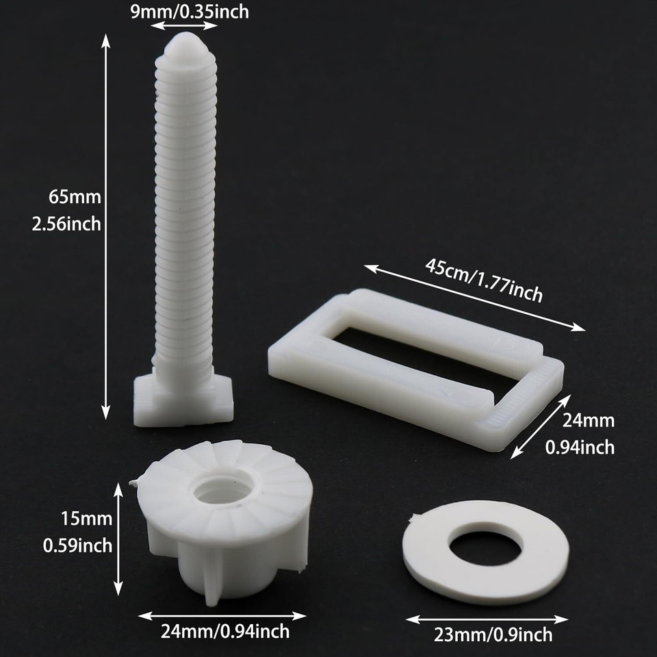 2 Sets Toilet Seat Screw Kit Rectangular Toilet Seat Hinge Bolt Screw ...
