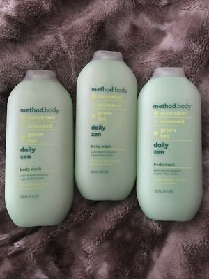 3 pk~Method Body Daily Zen Body Wash ~ Cucumber, Seaweed, Green Tea 18 ...