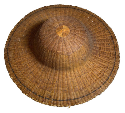 Antique Vintage Mid Century FINE Rattan Woven Bamboo Asian Chinese Sun ...