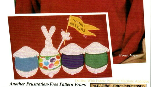 Just A Hare Excited Pattern Folk Art Happy Easter Bunny & Egg Applique ...