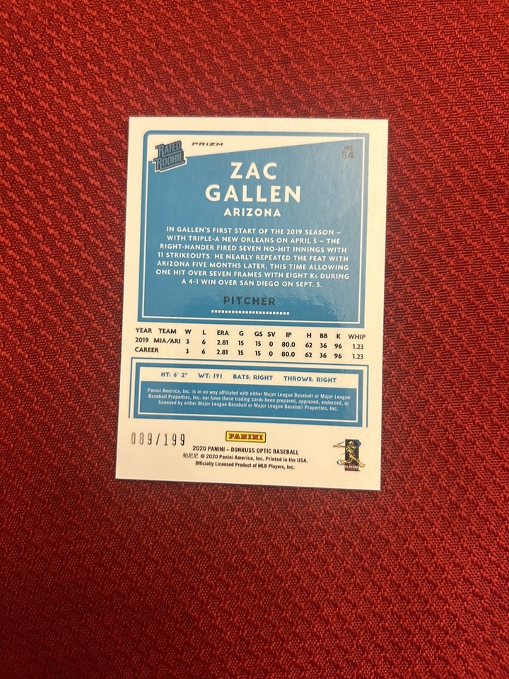 Zac Gallen #89199 Optic Rated Rookie Rare Beautiful Card | eBay UK