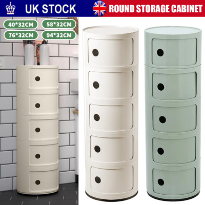 2/3/4/5 Drawers Round Storage Unit Bathroom Cabinet Chest Cupboard Side ...