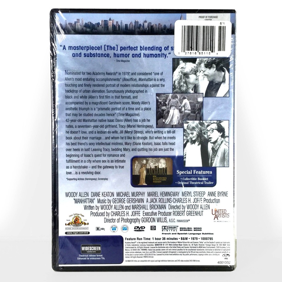 Manhattan (DVD, 1979, Widescreen) Brand New ! Woody Allen Mariel ...