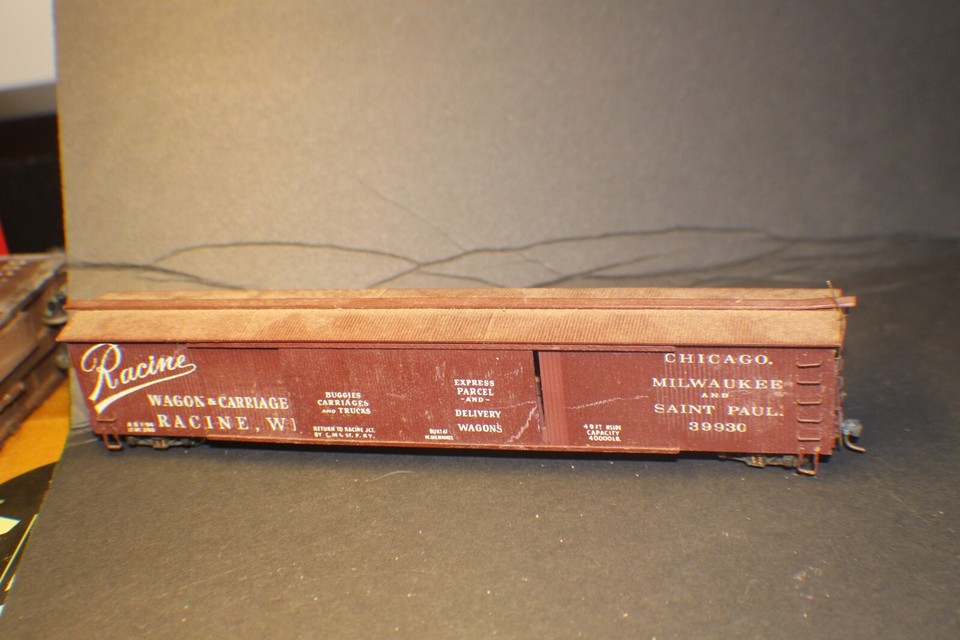 HOn3 scratch-built wood (double length) box car (wagon & carriage ...