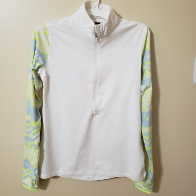 Nike Pro Dri-Fit Large 1/2 Zip Pullover Aztec Pattern Cream Neon Gray ...