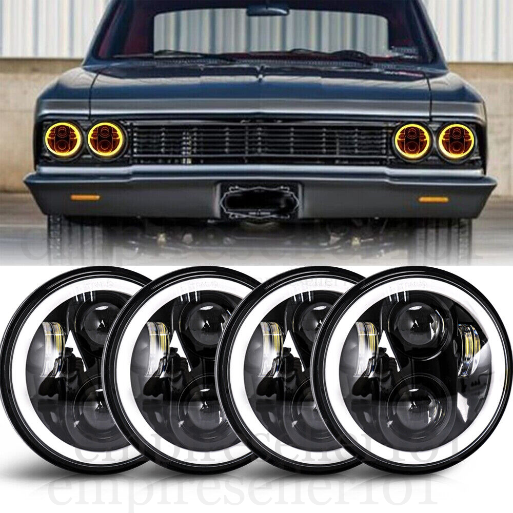 4PCS 5 3/4" 5.75 Projector round LED Headlights Sealed Beam Halo Ring ...