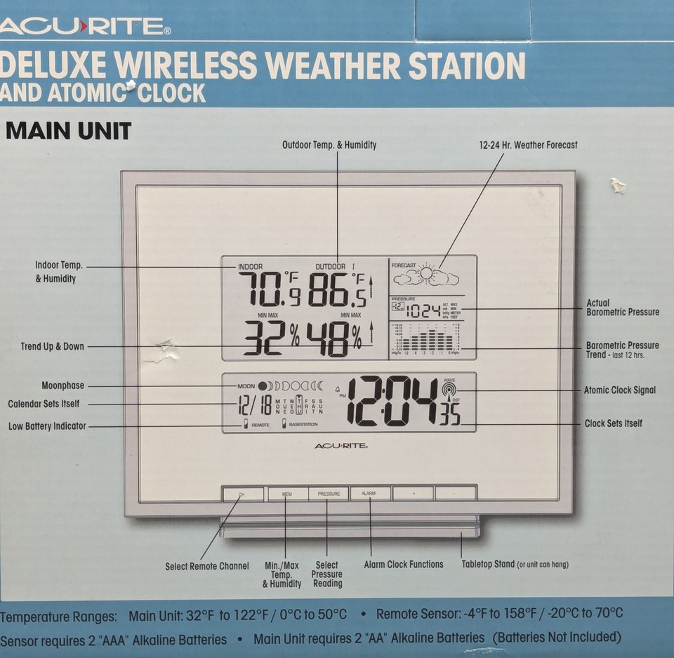 AcuRite Digital Deluxe Wireless Weather Station & Atomic Clock w ...
