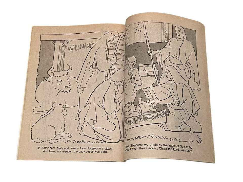 Unused Bible Coloring Book Christian Pictures Old New Testament Vintage ...