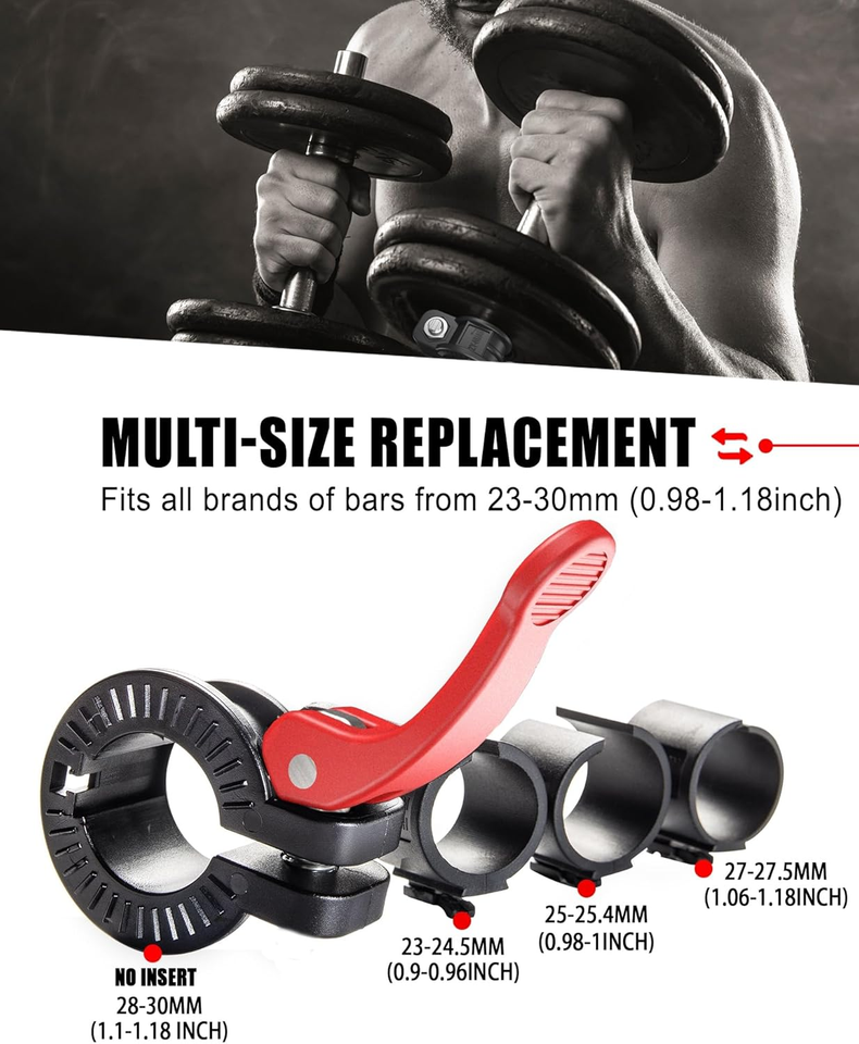 Adjustable 1-Inch Barbell Clips - Quick Release Locking Weight Clamps ...