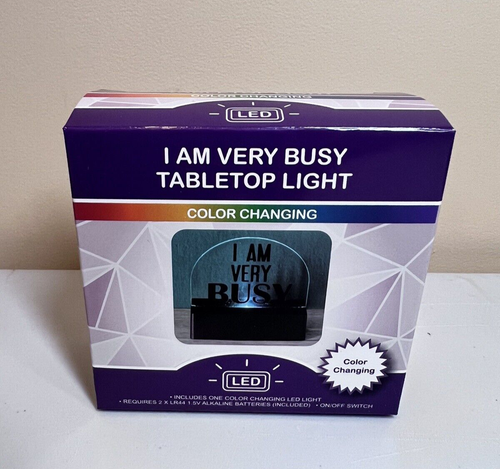 Mini LED Desk Tabletop "I AM VERY BUSY" Color Changing Novelty Mood ...