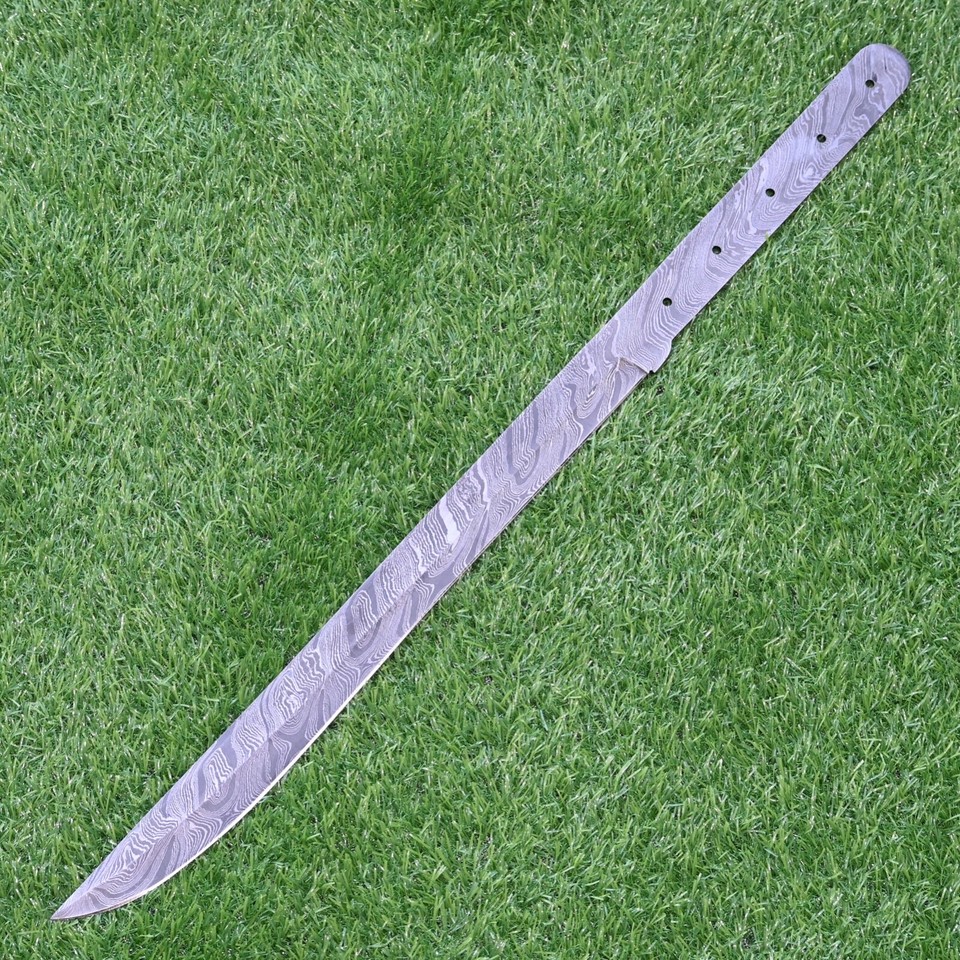 Custom Made Japanese Samurai Sword Blank Blade Hand Forged Damascus ...