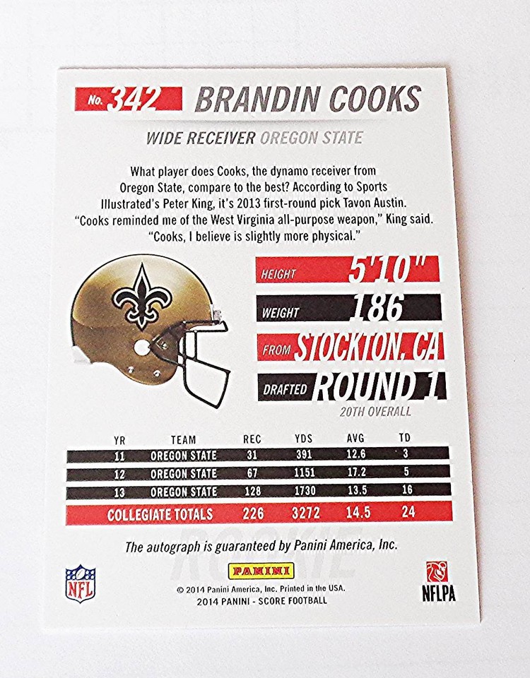 2014 Brandin Cooks Panini Hot Rookies RED Auto Autograph Refractor 19/ ...