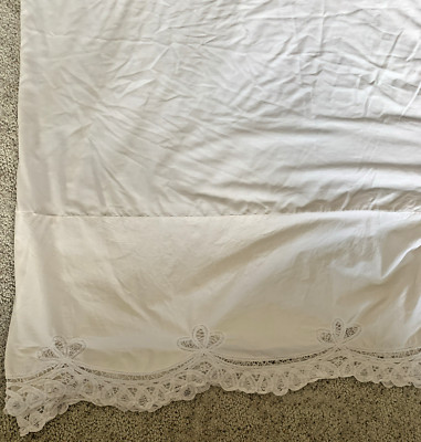 Dust Ruffle Battenburg Lace Bed Skirt 60 x 80x 13" Cotton Ivory white ...