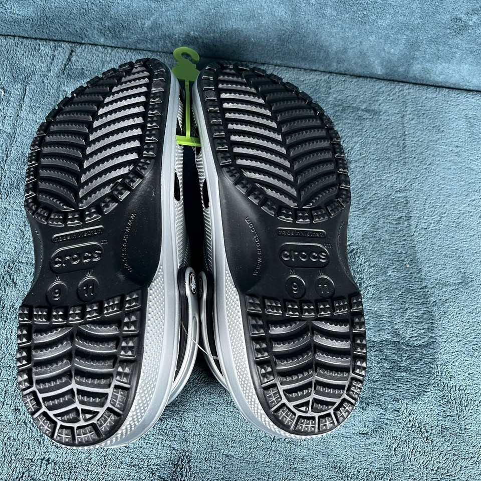 Crocs Classic Metallic Clog Silver/ Black 205831-0P1 Size Men's 12 | eBay