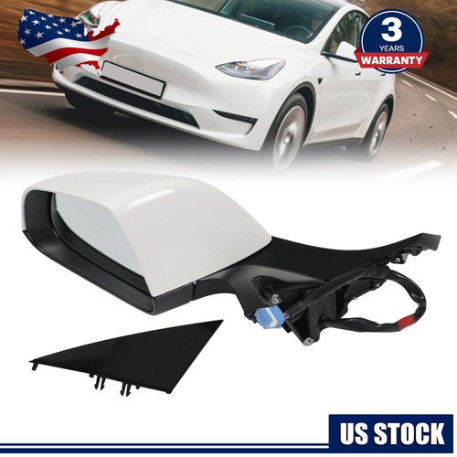 White Left Driver Side Mirror Power Fold Heated For Tesla Model 3 2017 ...