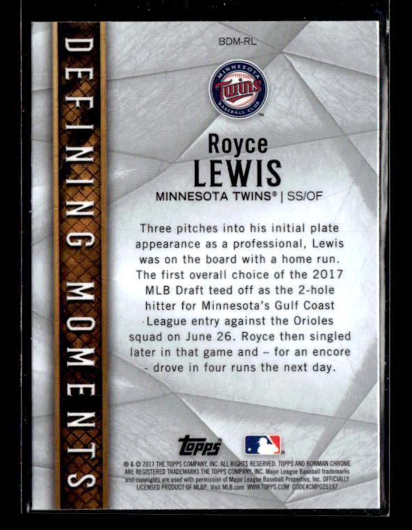 2017 Bowman Draft #BDM-RL Royce Lewis Bowman Defining Moments Minnesota ...