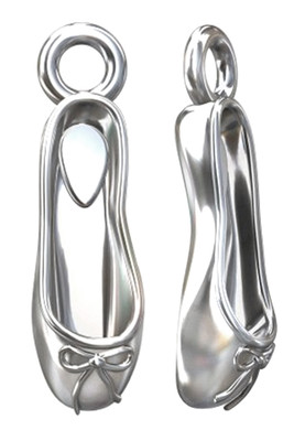 ONE SMALL STERLING SILVER BALLET SHOE CHARM / PENDANT + CLOSED RING, 14 ...